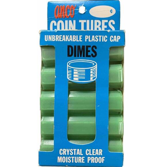 Other | Extremely Rare Vtg Anco Coin Tubes 5 Count Dime Cent Size Green ...